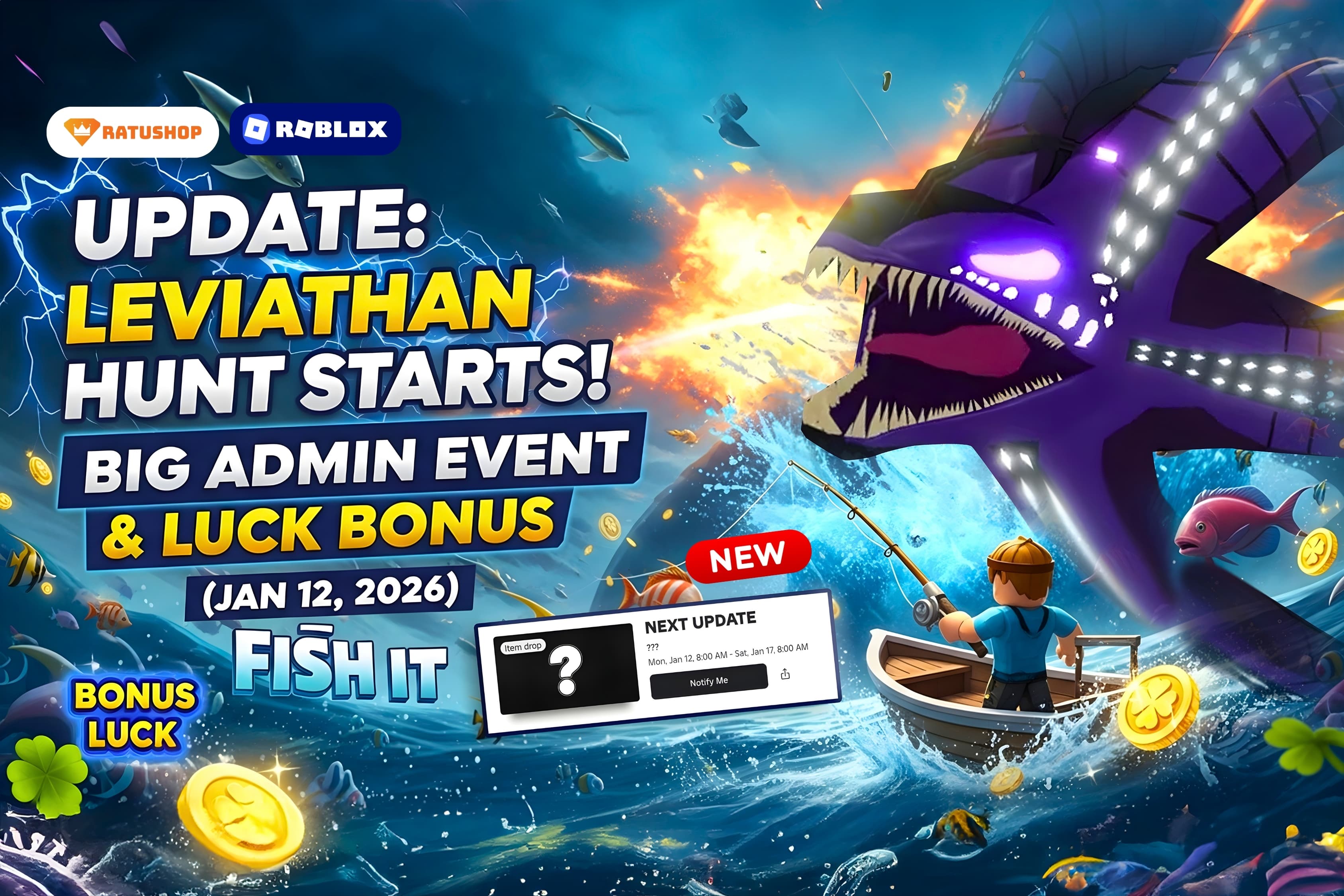 Tanggal & Jam Update Fish It 12 Januari 2026: Leviathan Hunt Dimulai ...