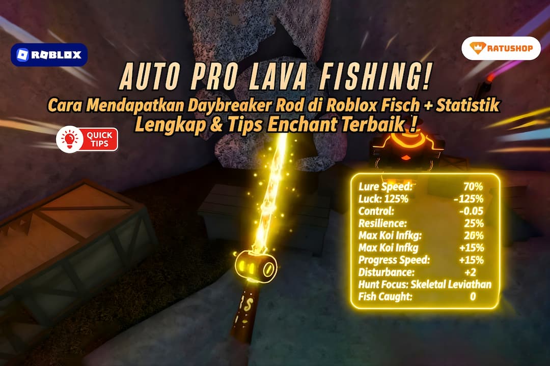 AUTO PRO LAVA FISHING! Cara Mendapatkan Daybreaker Rod di Roblox Fisch ...