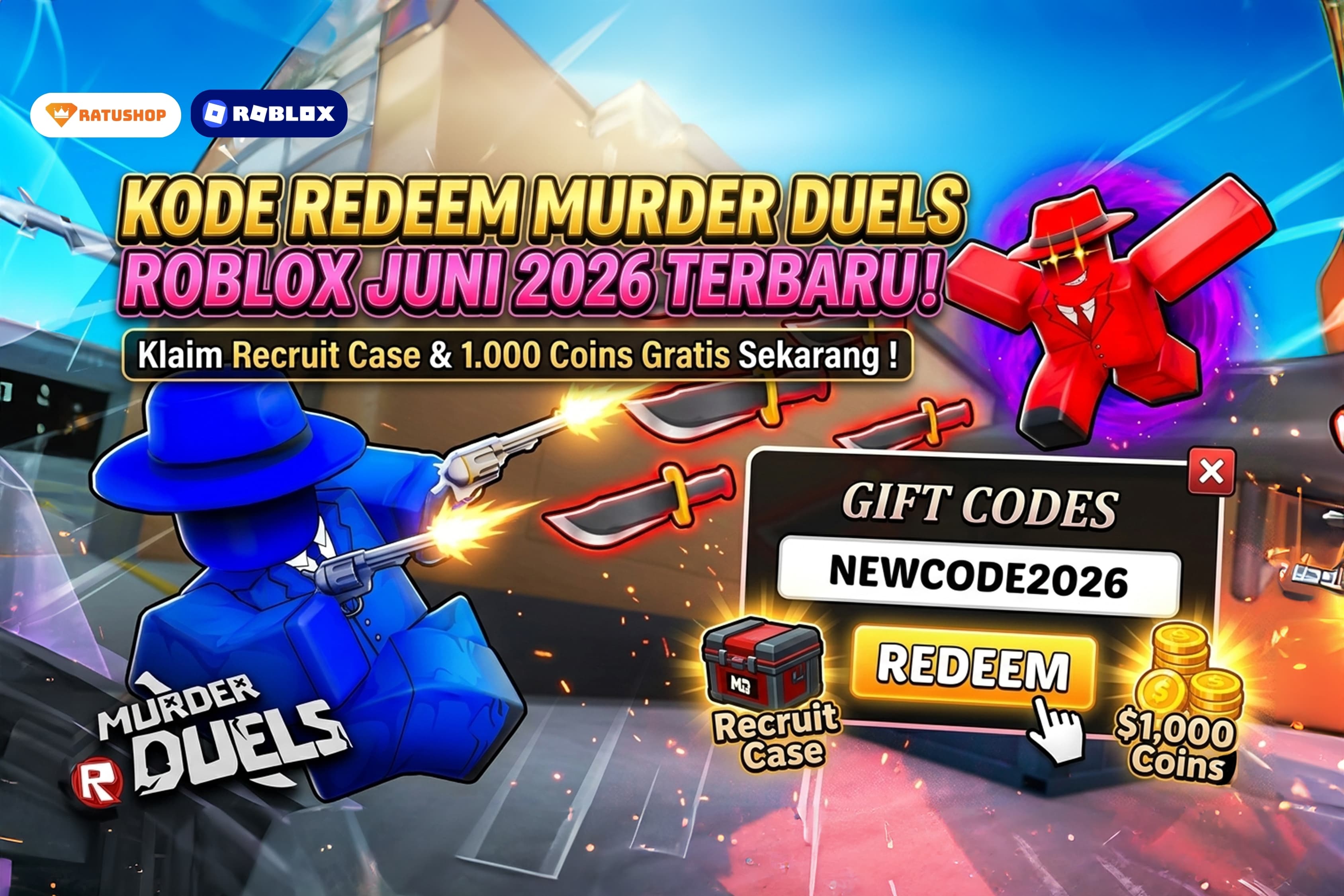 Kode Redeem Murder Duels Roblox Juni 2026 Terbaru! Klaim Recruit Case ...